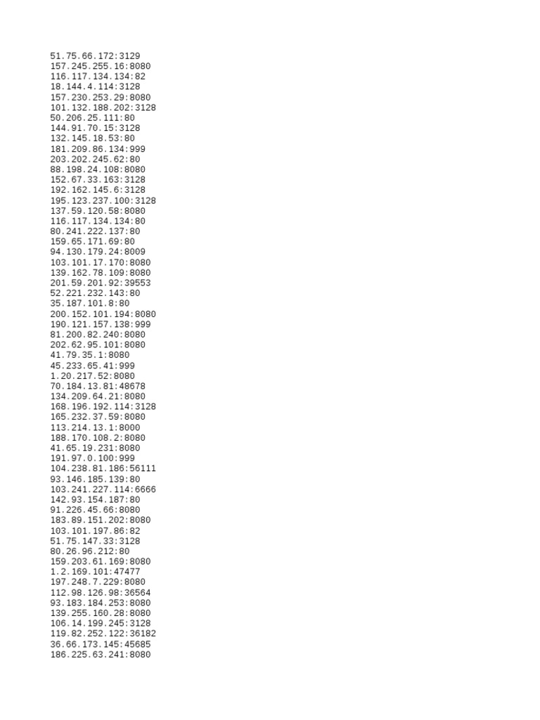 Proxy Server IP Addresses and Ports | PDF