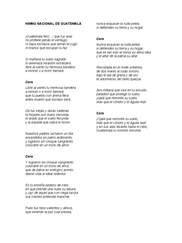 Himno Nacional de Guatemala: Letra y Significado | PDF | Derecho | Historia
