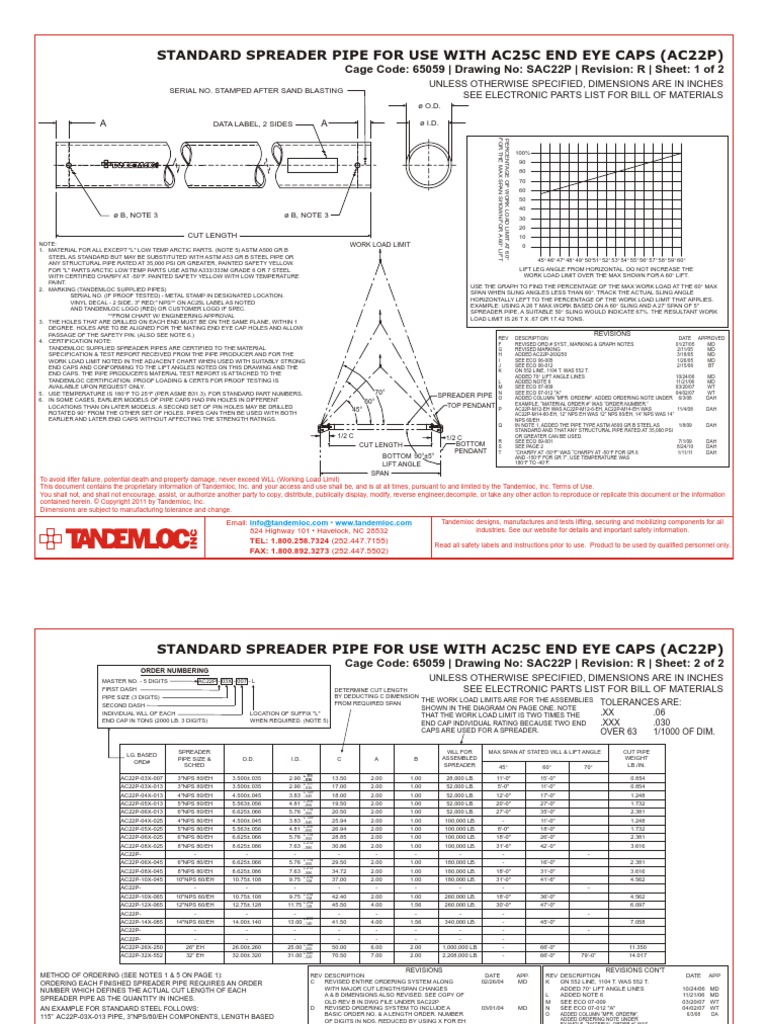 Standard Spreader Pipe For Use With Ac25C End Eye Caps (Ac22P) | PDF ...