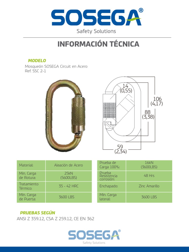 Mosquetón SOSEGA Circuit en Acero SSC2 1 | PDF