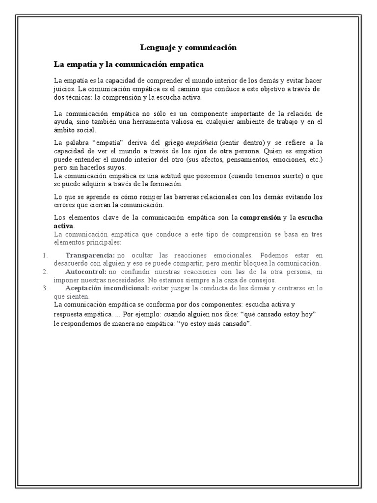 Comunicación Empática: Claves y Técnicas | PDF
