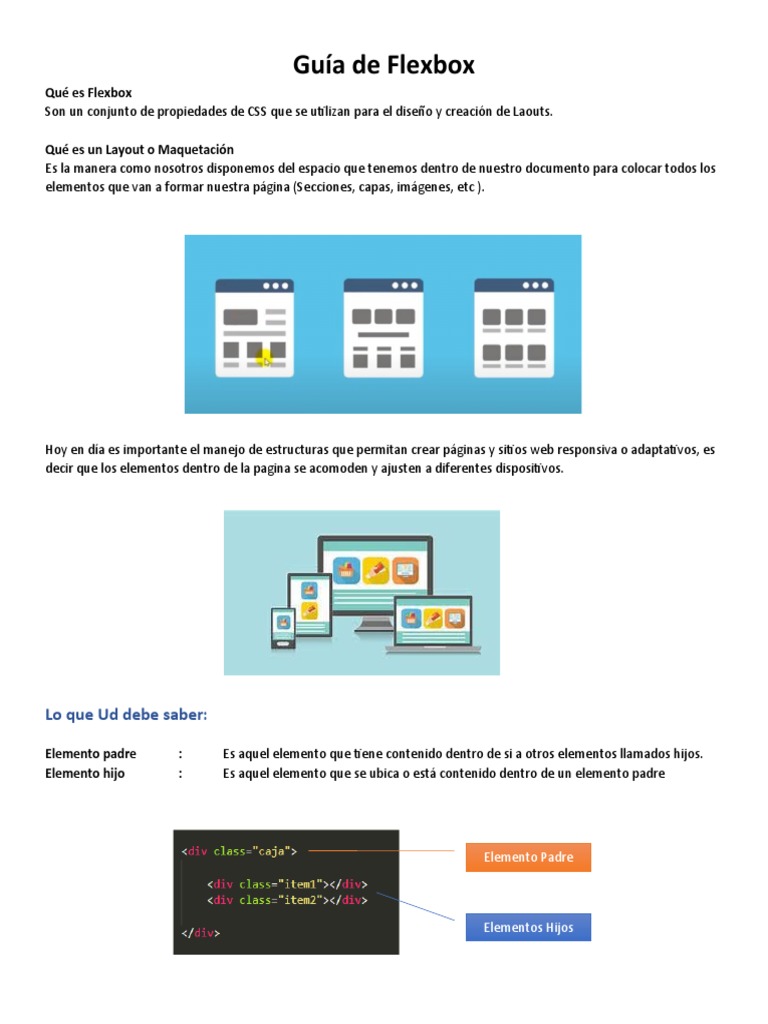 Guía de Flexbox | PDF | Desarrollo web | Informática