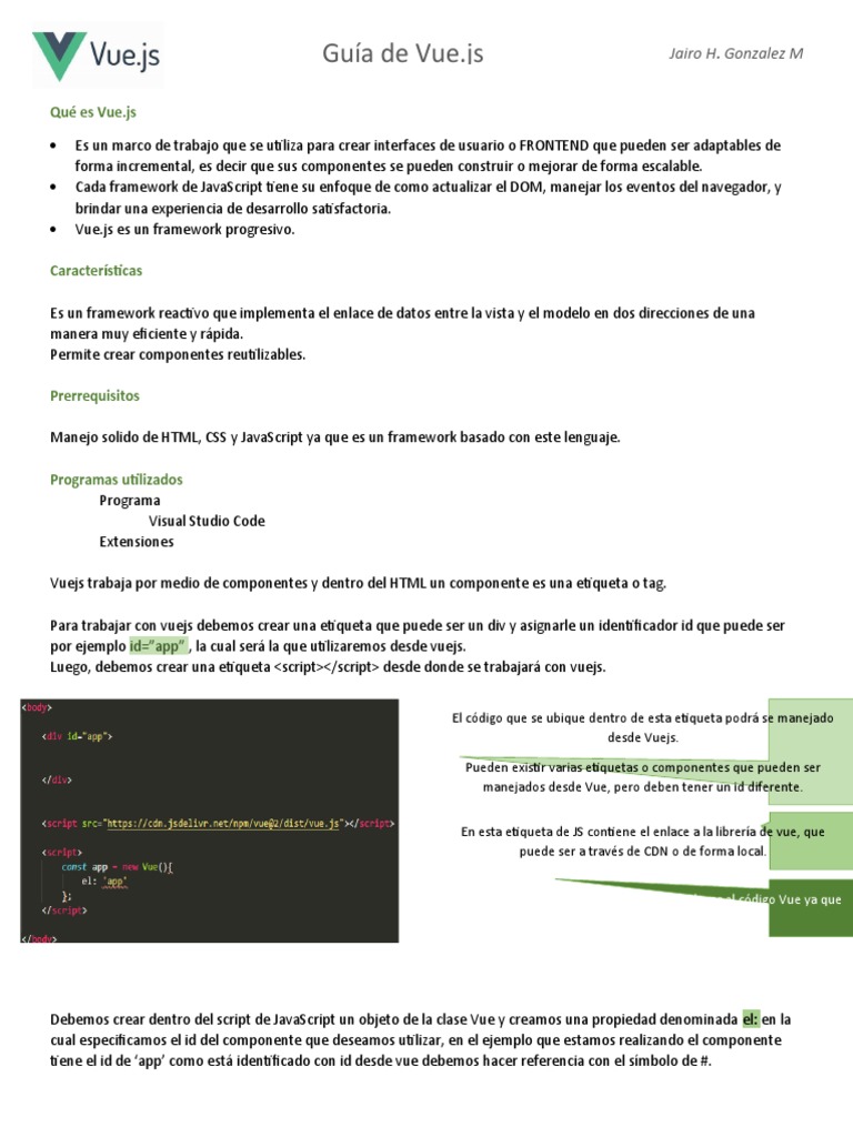 Guía de Vue | PDF | Script Java | Marco de software Guía de Vue | PDF | Script Java | Marco de software