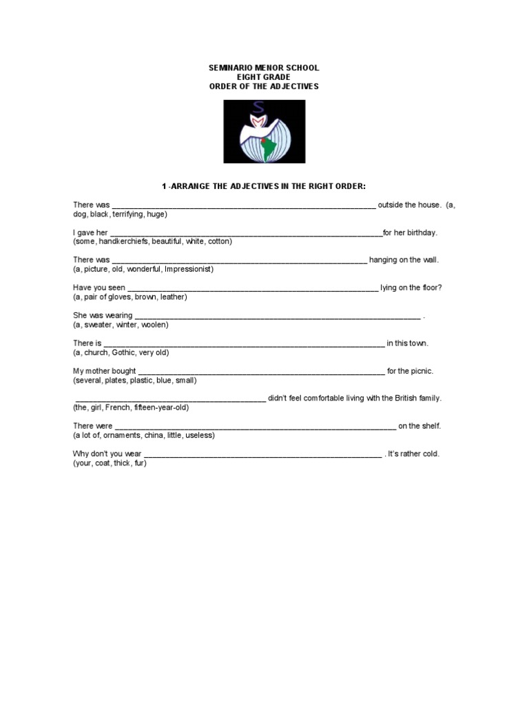 Order of The Adjectives Exam | PDF | Fashion | Clothing