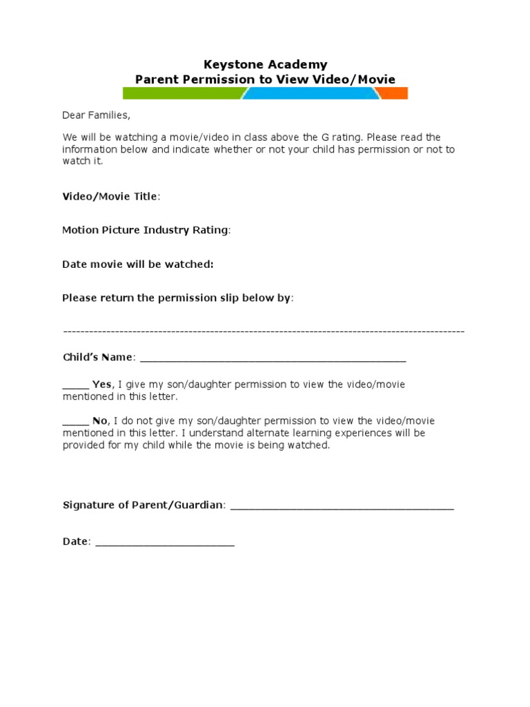 Movie Permission Slip-Field Day | PDF | Business