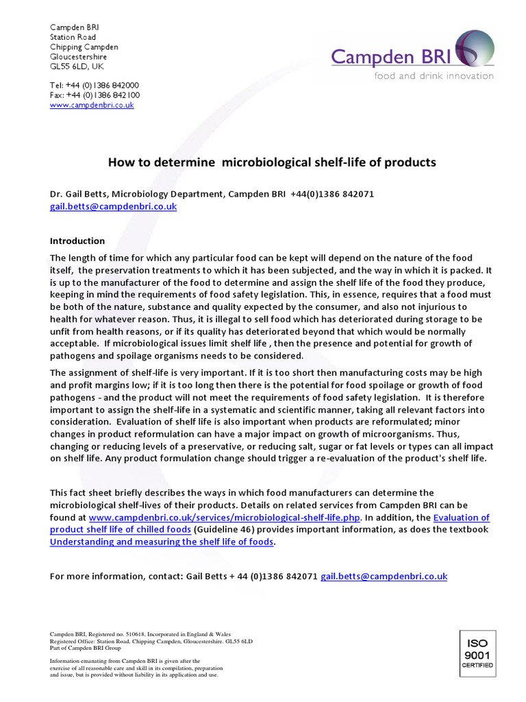 How To Determine Microbiological Shelf-Life of Products: Gail - Betts ...