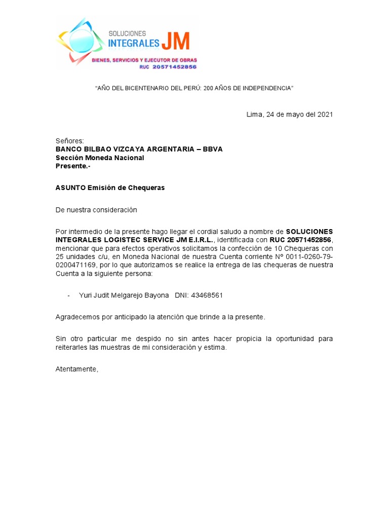 Solicutud Chequera | PDF