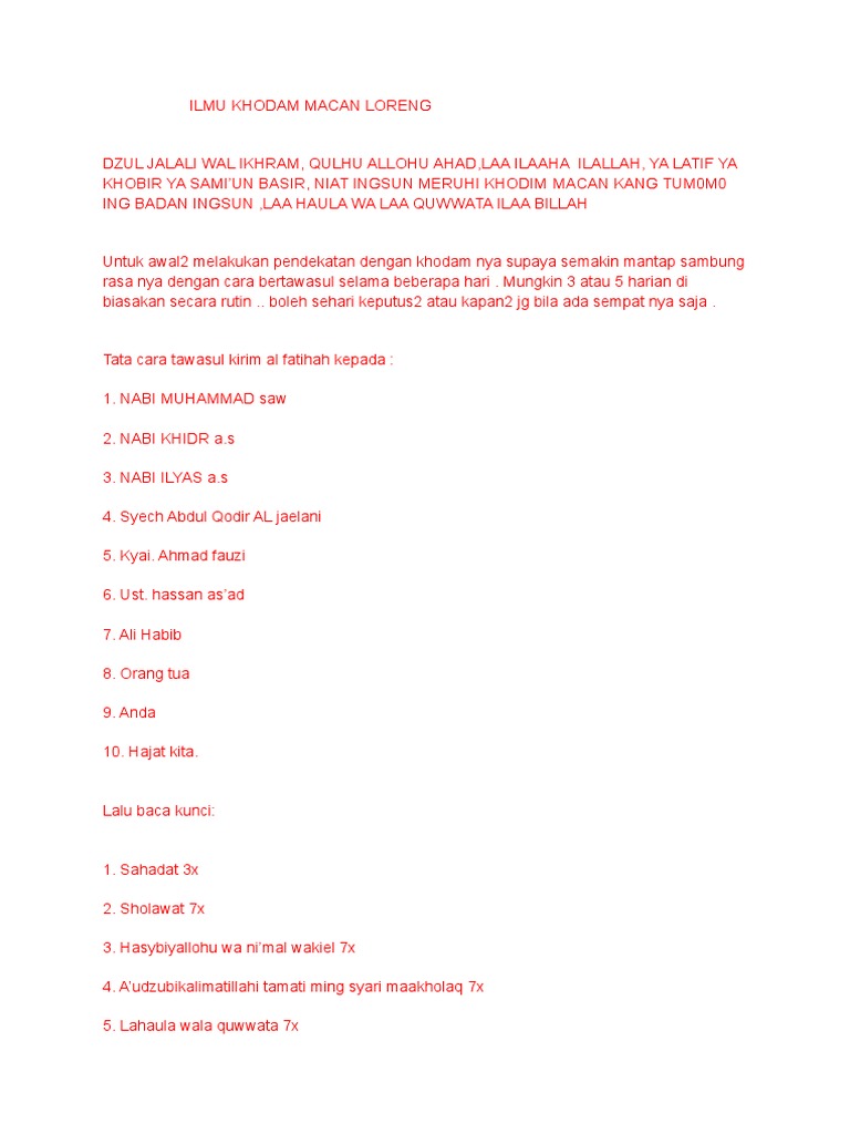 Ilmu Khodam Macan Loreng | PDF