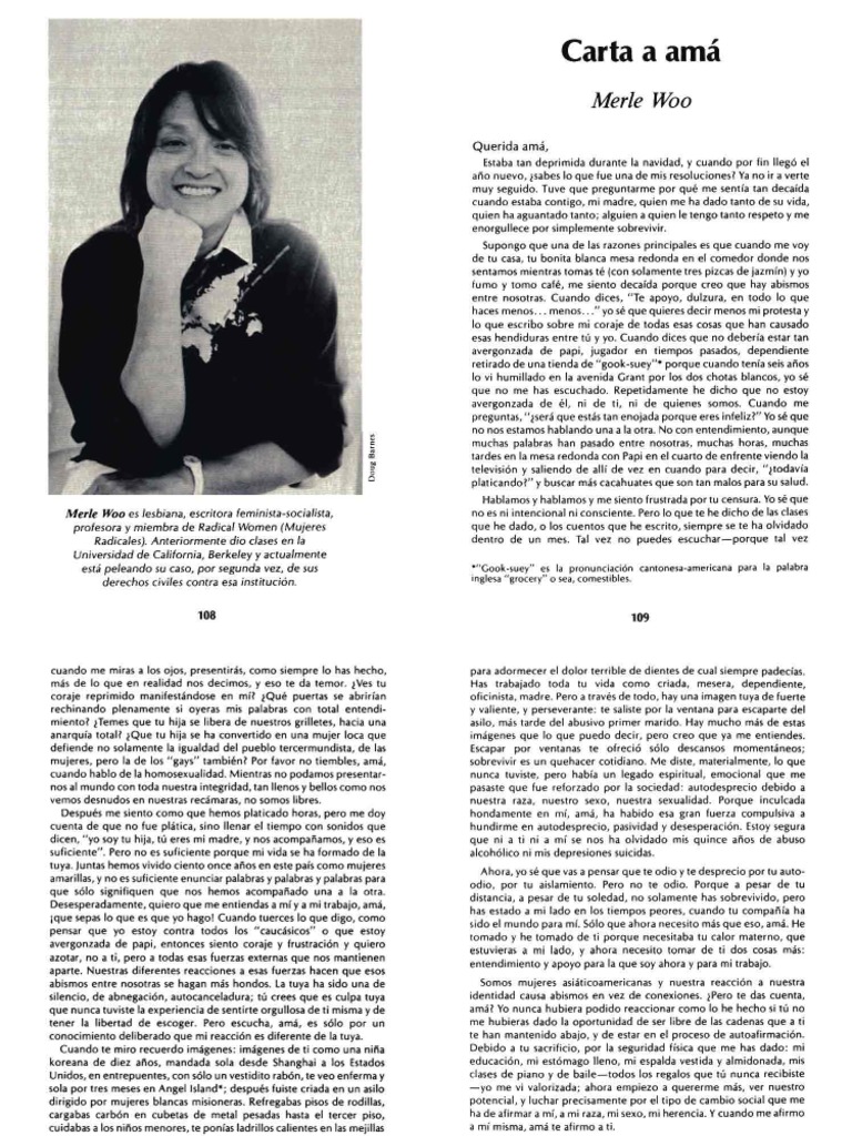 Merle Woo - Carta A Amá | PDF