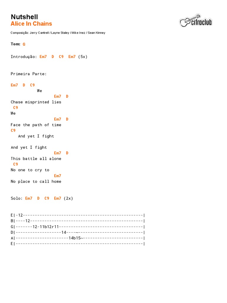Nutshell Chords and Lyrics Guide | PDF | Songs Written | Musical ...