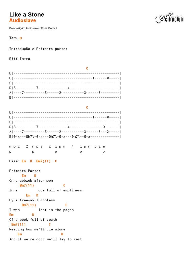 Cifra Club - Audioslave - Like A Stone | PDF