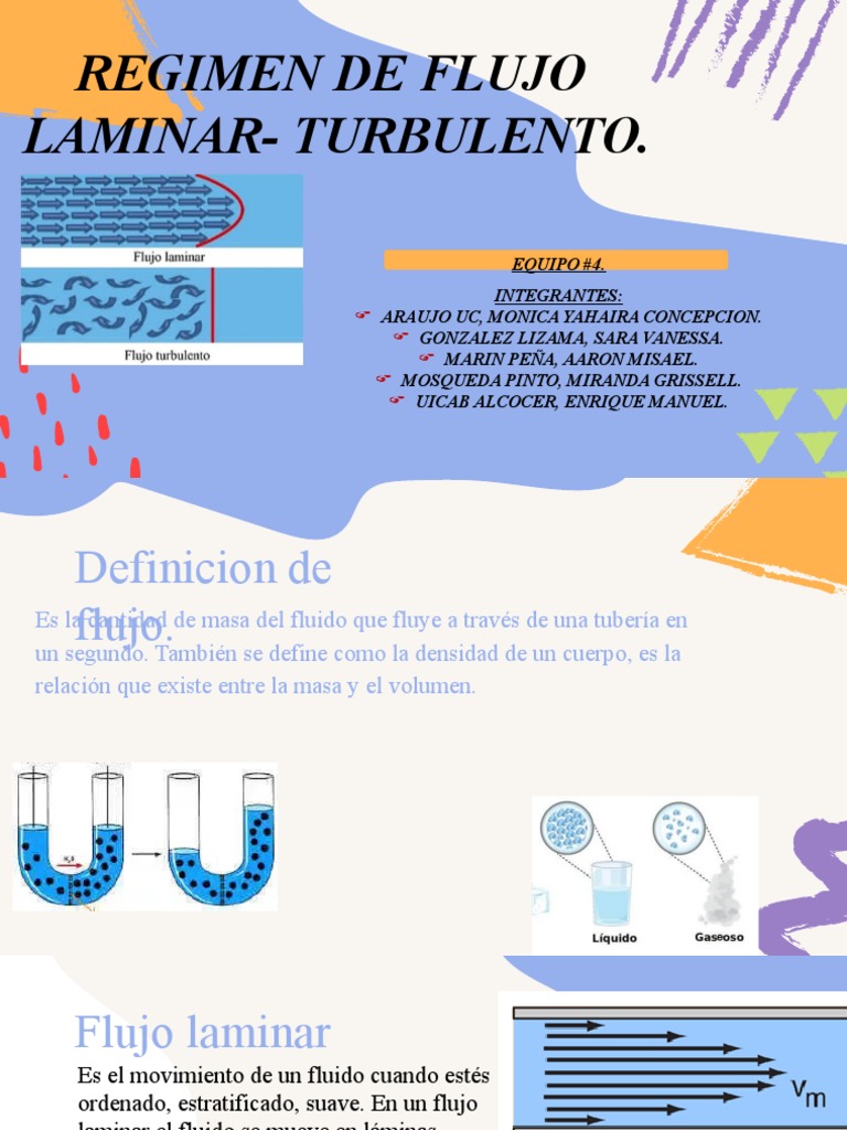 Exposición - Regimen de Flujo Laminar - Turbulento - Equipo #4 | PDF | Numero Reynolds | Flujo ...