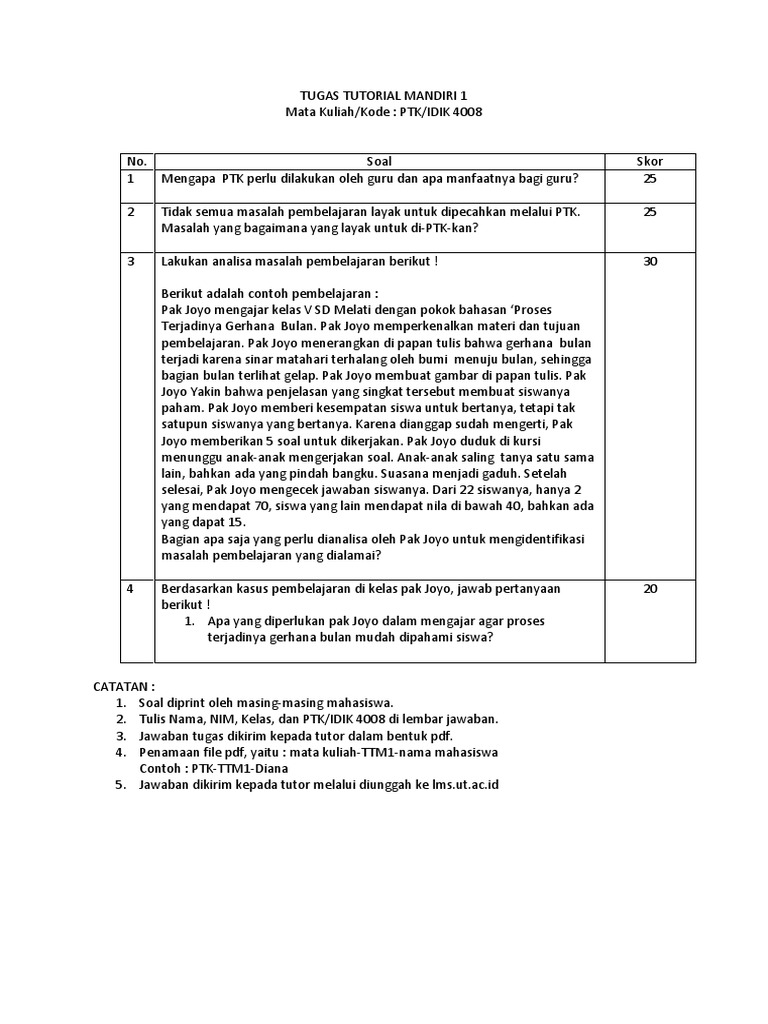 Tugas Tutorial PTK 1 | PDF