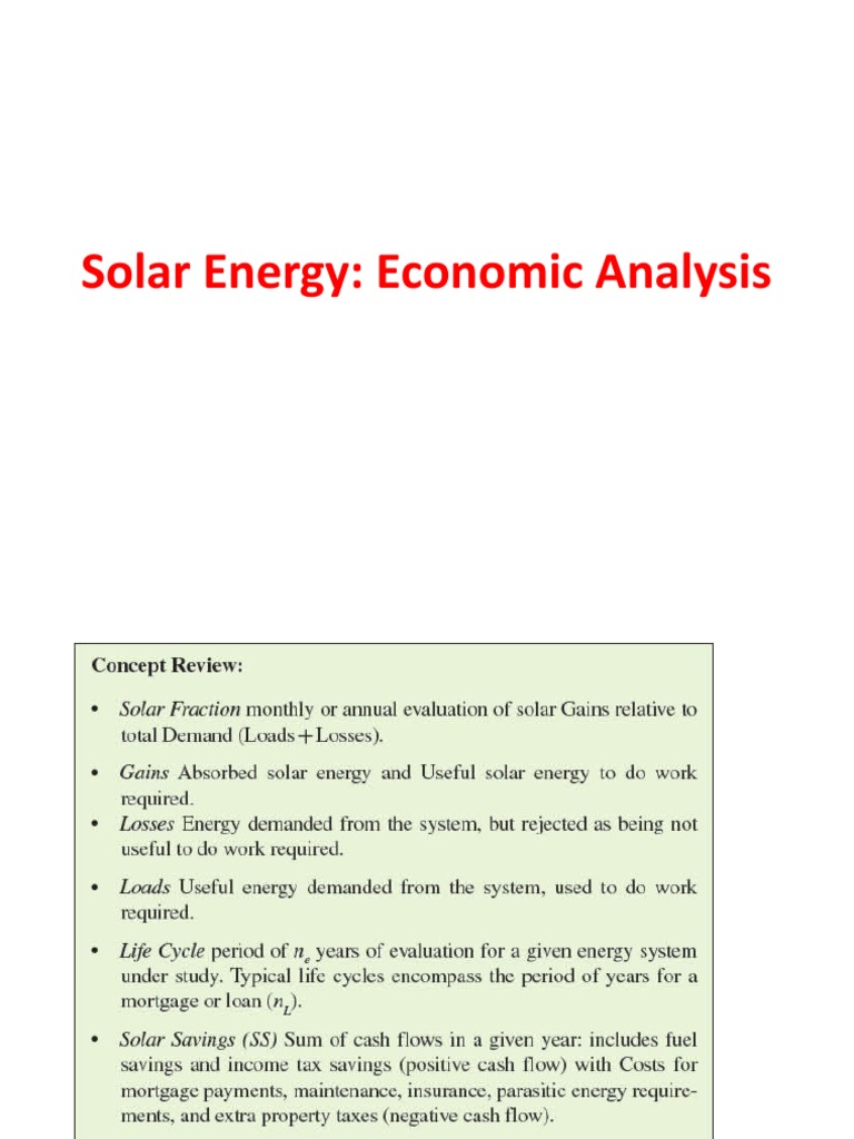 Solar Energy - Economic Analysis | PDF | Solar Power | Life Cycle ...