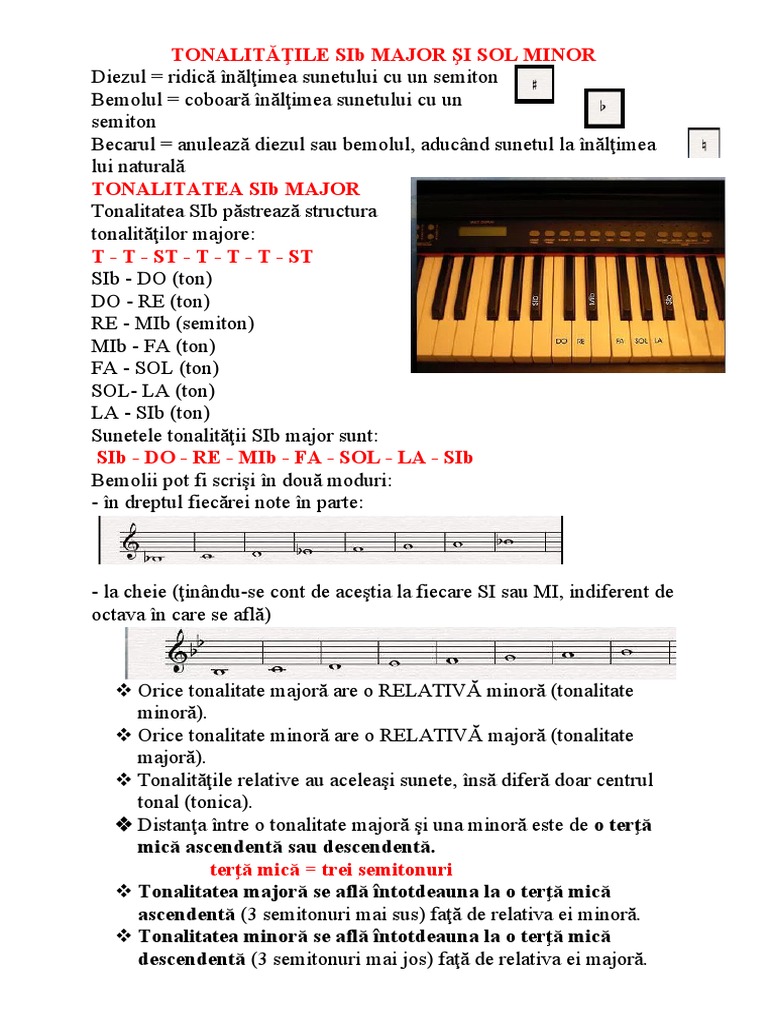 TONALITĂŢILE SIb MAJOR ŞI SOL MINOR | PDF
