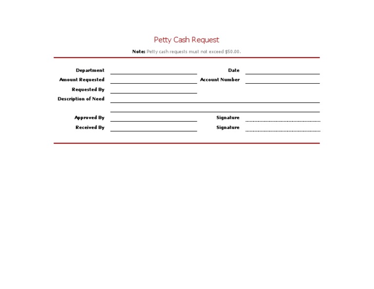 Petty Cash Request Form Template | PDF