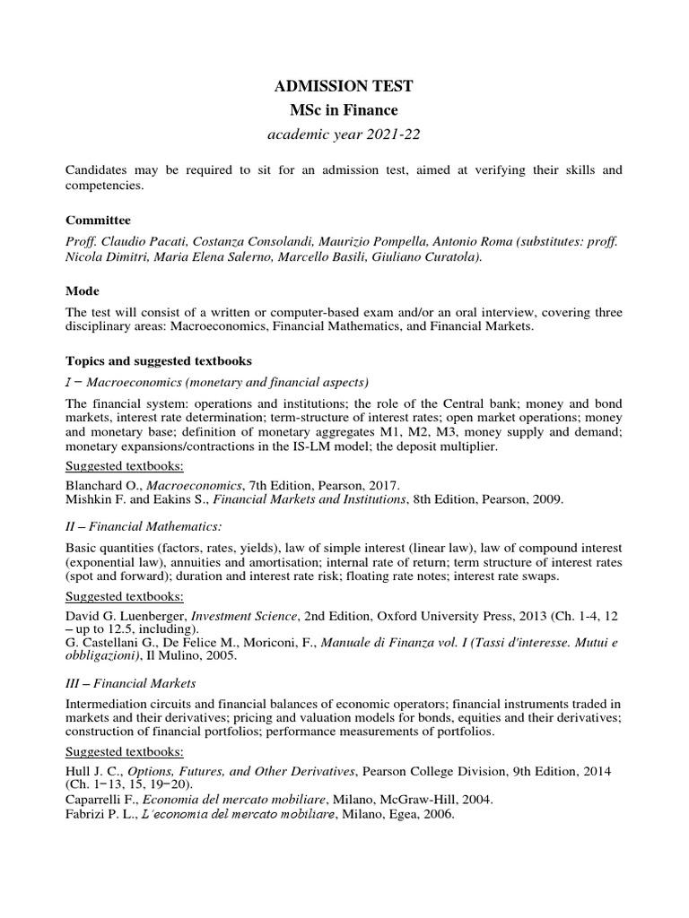 Admission Test 2021-22 | PDF