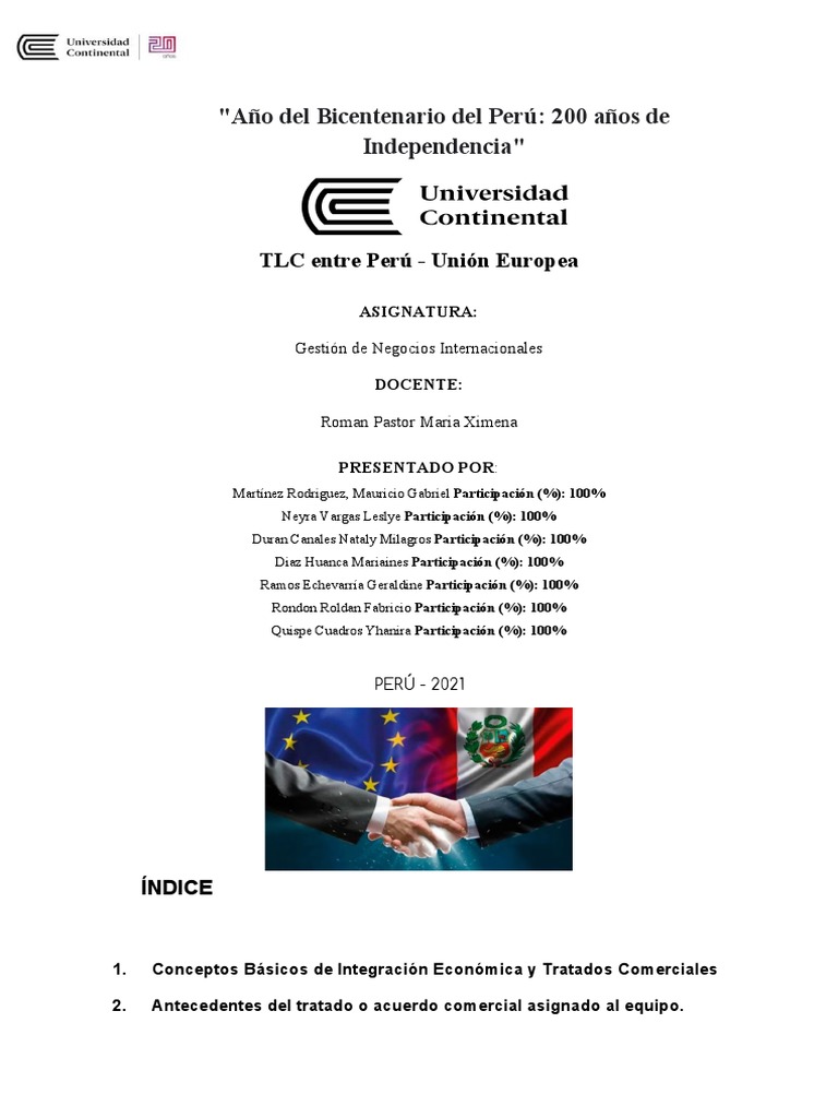 TLC Entre Perú y Unión Europea | PDF | Integración económica | Unión ...
