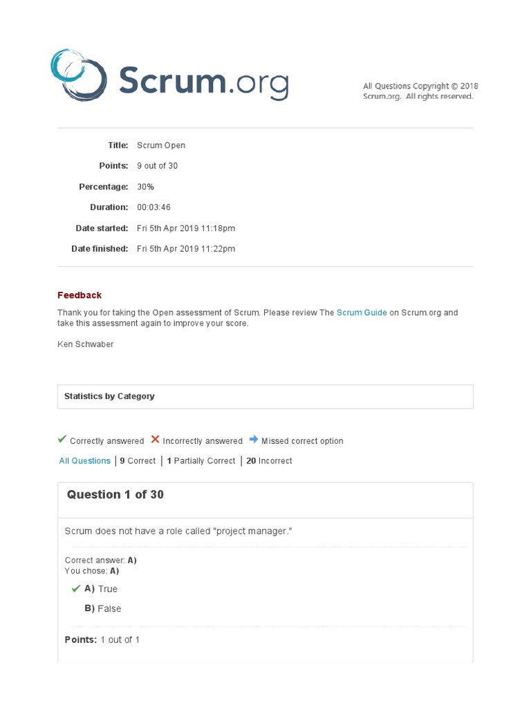 Scrum Assessment Results Analysis | PDF | Scrum (Software Development ...