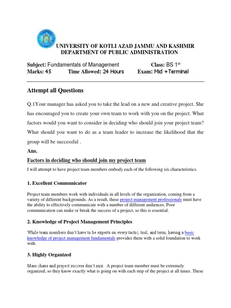 Attempt All Questions | PDF | Leadership | Psychology