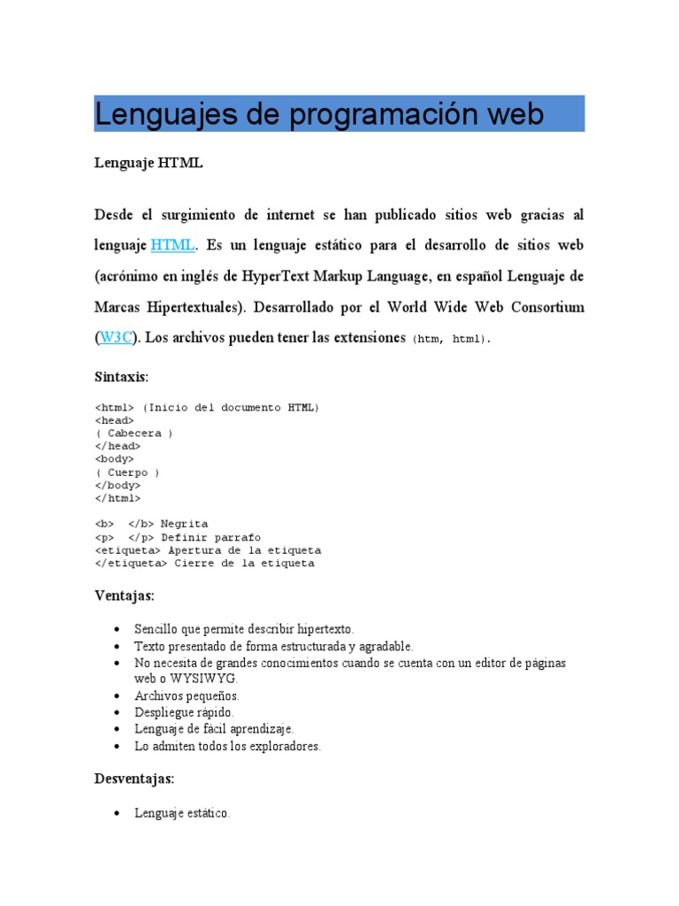 1.3. Lenguajes de Programacion Web y DBMS. | PDF | Páginas del servidor ...