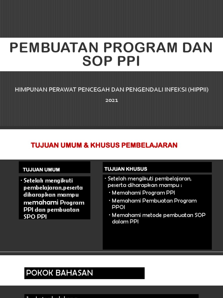 Program dan SOP PPI 2021 untuk Fasyankes | PDF