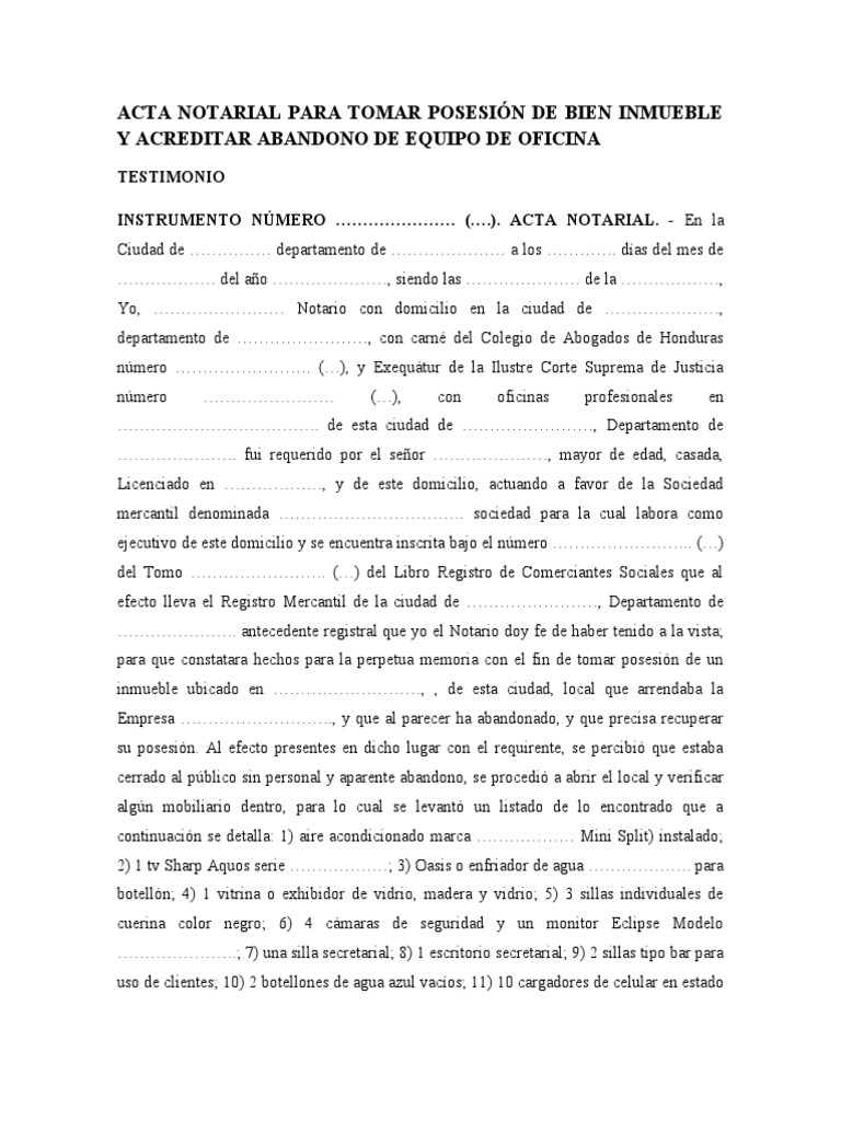 Modelo de Acta Notarial | PDF