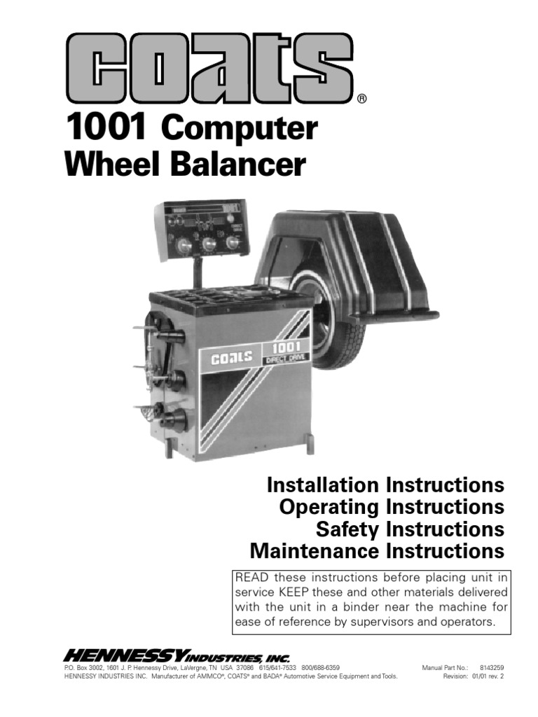 Coats 1001 Operation Manual | PDF | Tire | Ac Power Plugs And Sockets