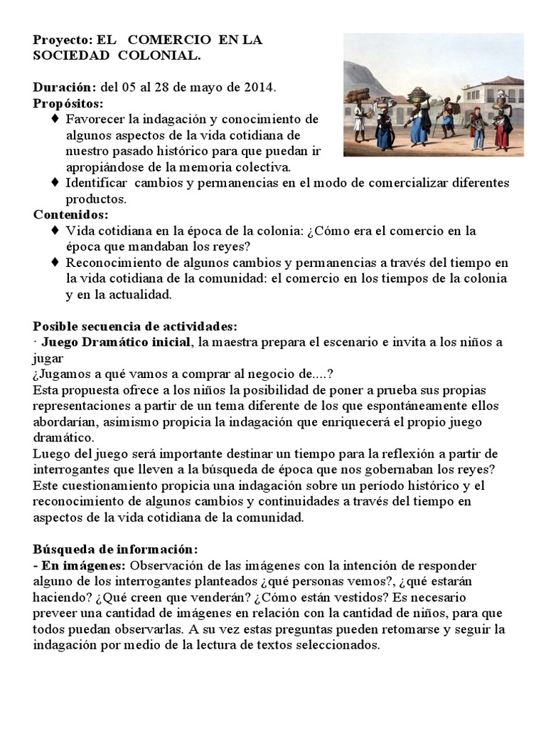 Proyecto EL COMERCIO EN LA EPOCA COLONIAL | PDF