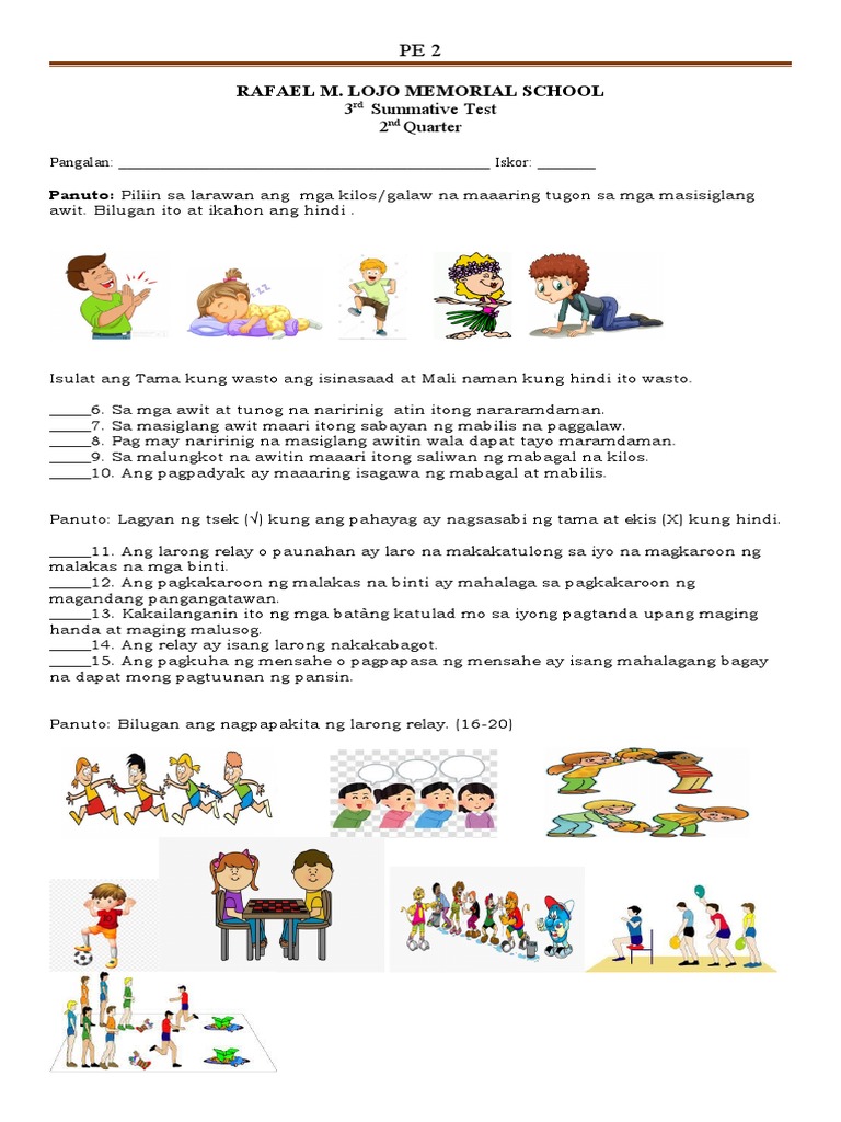 Q2 PE SUMMATIVE WEEK 5-6 With TOS & KEY | PDF
