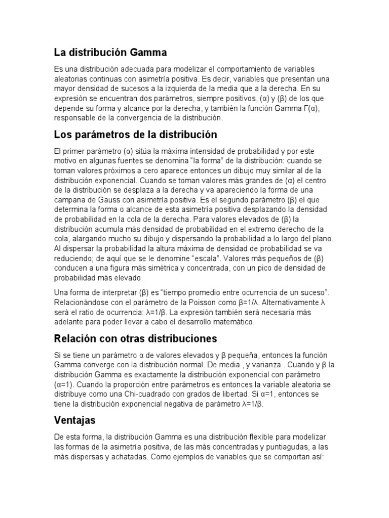 Distribución Gamma: Guía Completa | PDF | Distribución de probabilidad ...