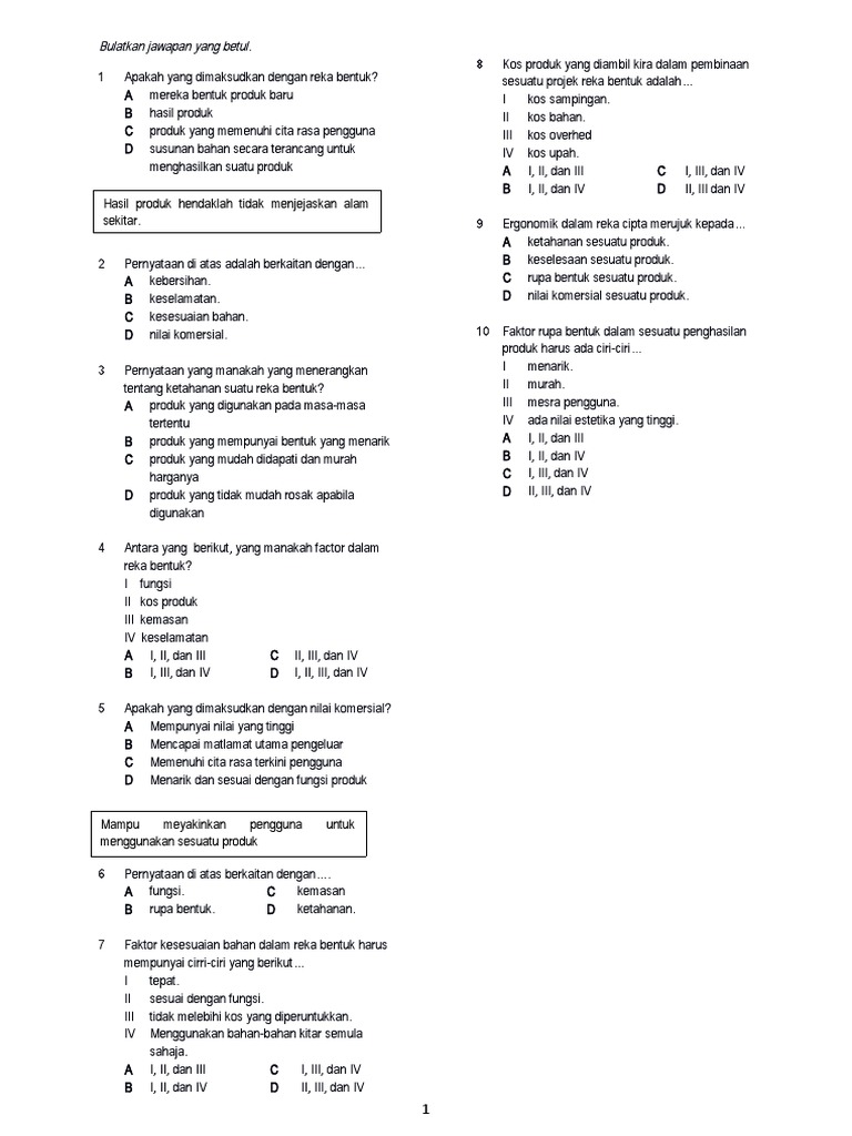 Soalan RBT Tingkatan 2 | PDF