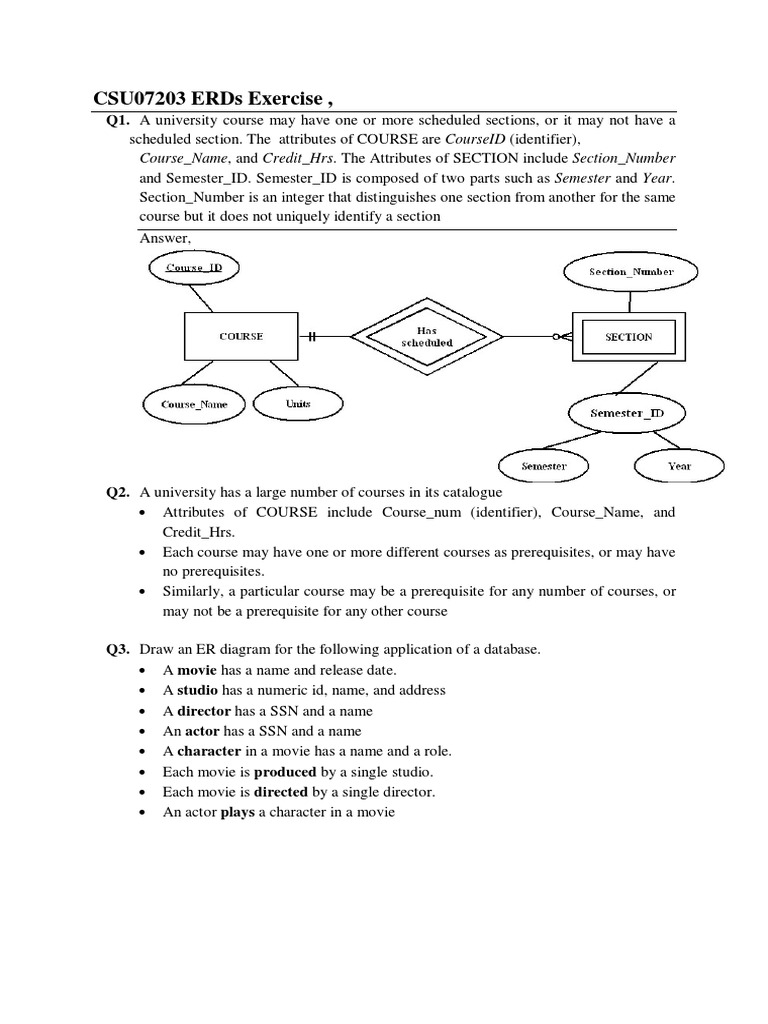 CSU07203 ERDs Qns Review | PDF | Data | Data Management