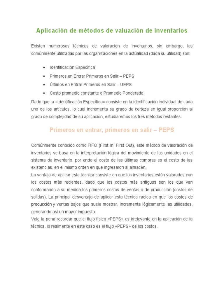 Método de Identificación Específica en Inventarios | PDF | Inventario ...