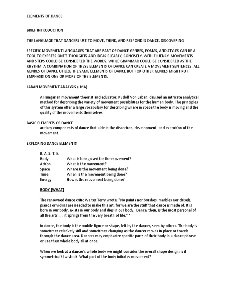 Elements of Dance | PDF | Dances | Rhythm