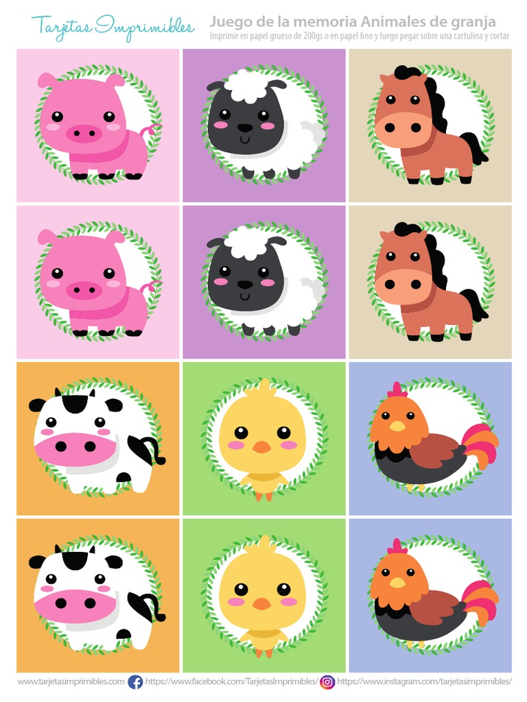 Juego de La Memoria Animales de Granja | PDF