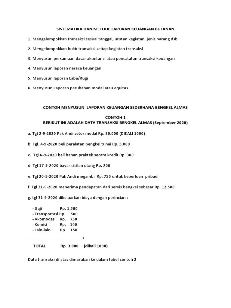 LAPORAN KEUANGAN BENGKEL | PDF