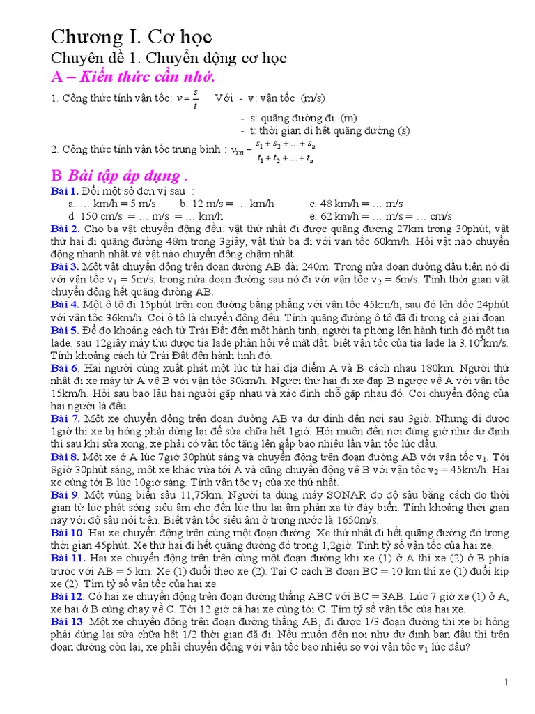 He Thong Bai Tap Vat Li 8 Chon Loc | PDF