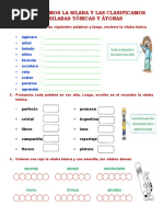 Ficha de Refuerzo - Silabas Tonicas y Atonas | PDF