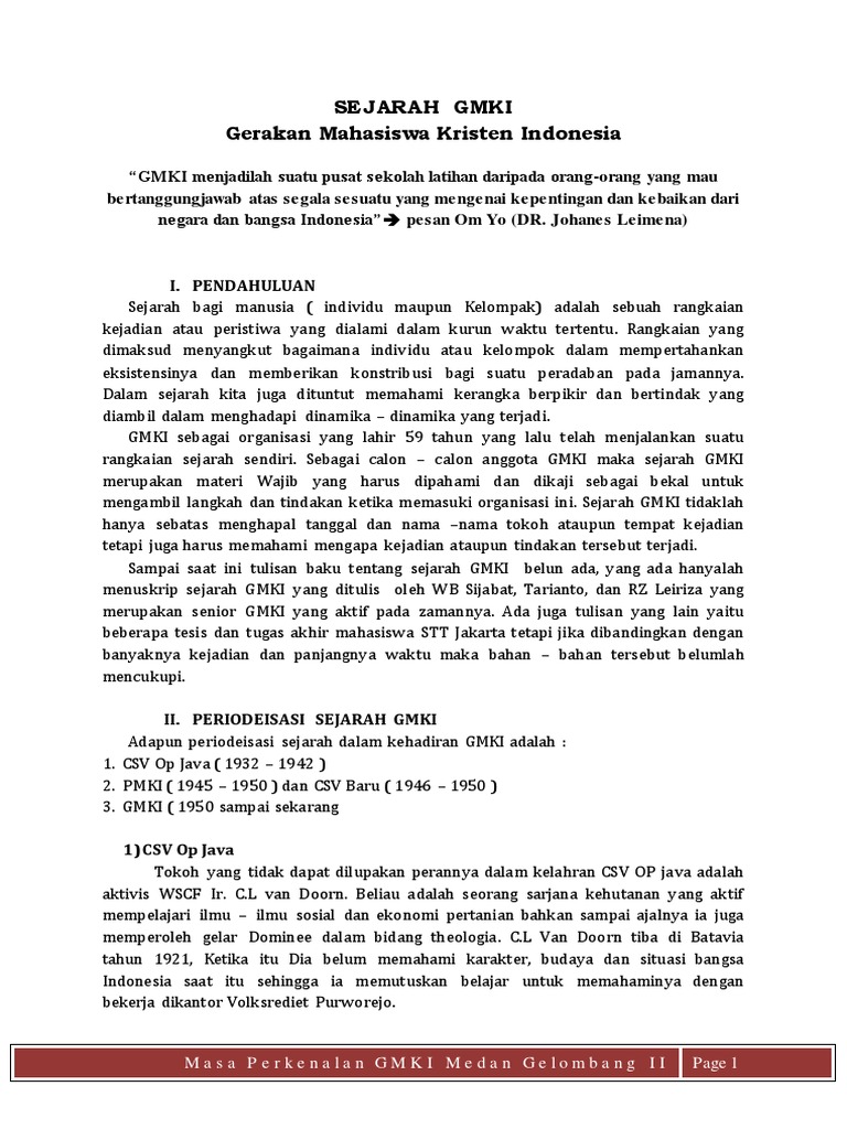 Materi Sejarah Gmki | PDF