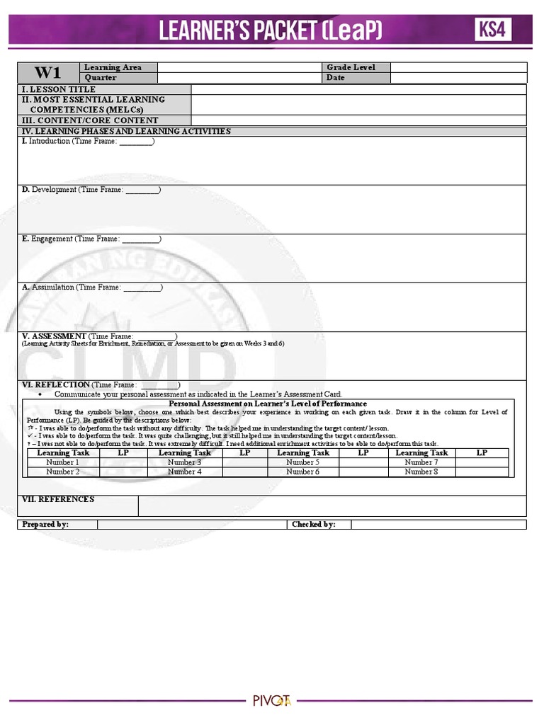 KS4 LeaP Template For English Medium | PDF