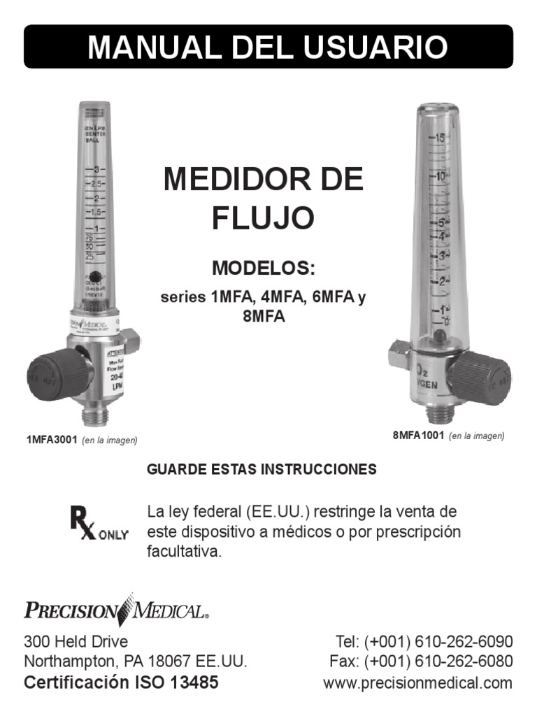 Flujometro Precision Medical Manual Español | PDF | Oxígeno | Gases
