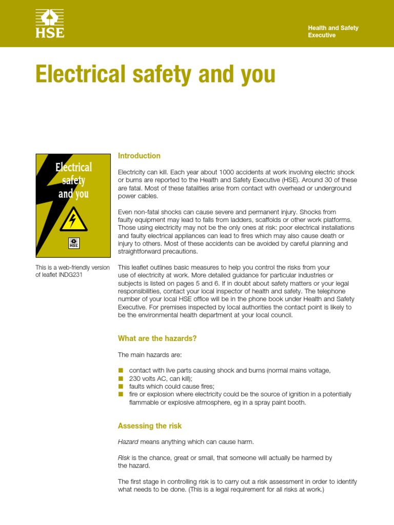 HSE Electrical Safety | PDF | Electrical Connector | Electrical Wiring