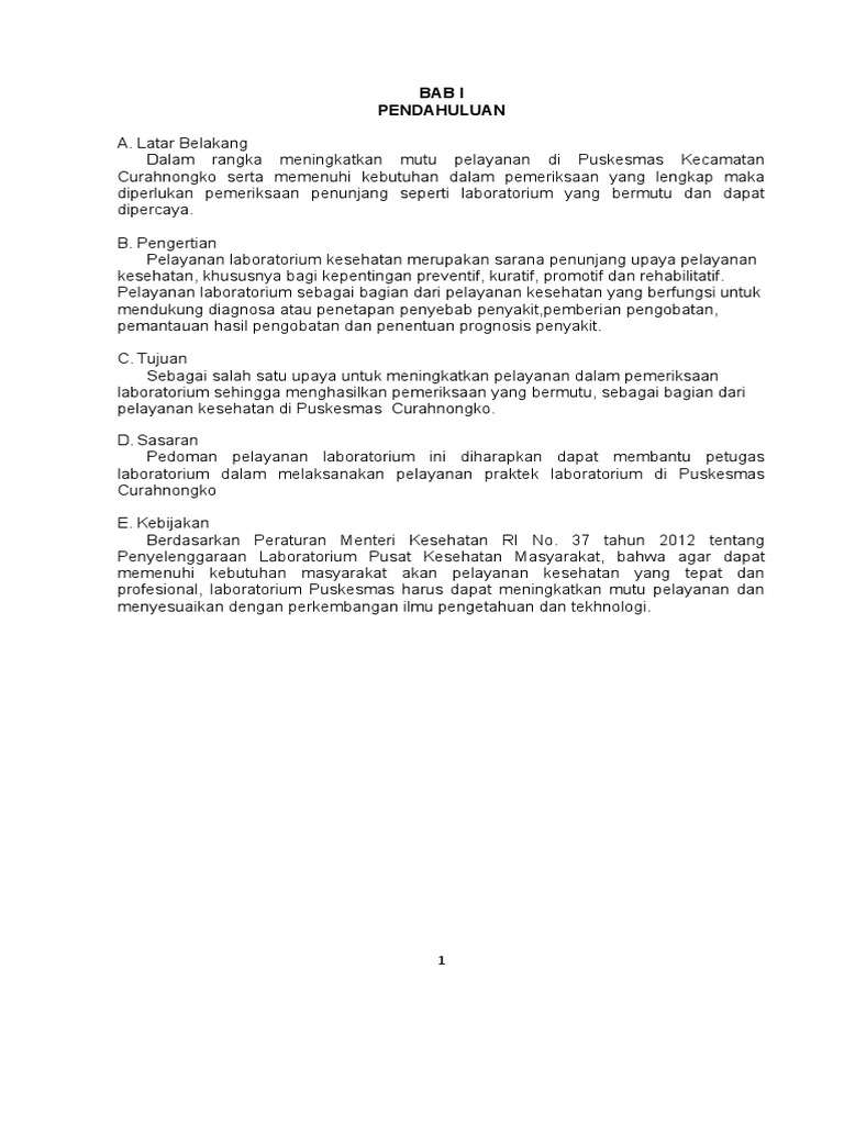 Pedoman Pelayanan Laboratorium | PDF