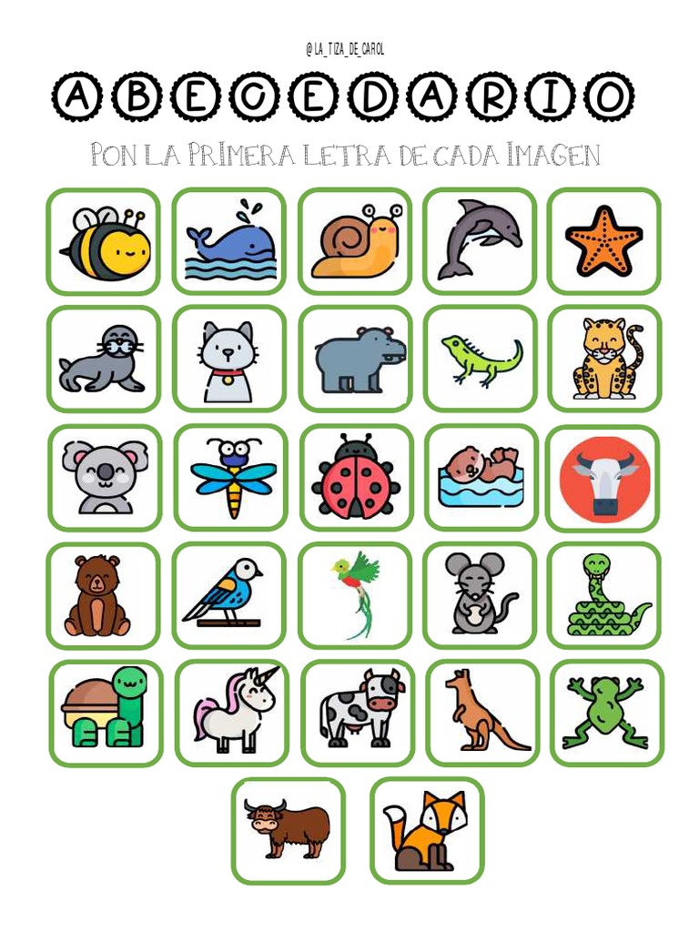 Abecedario Animales Conciencia Fonologica | PDF
