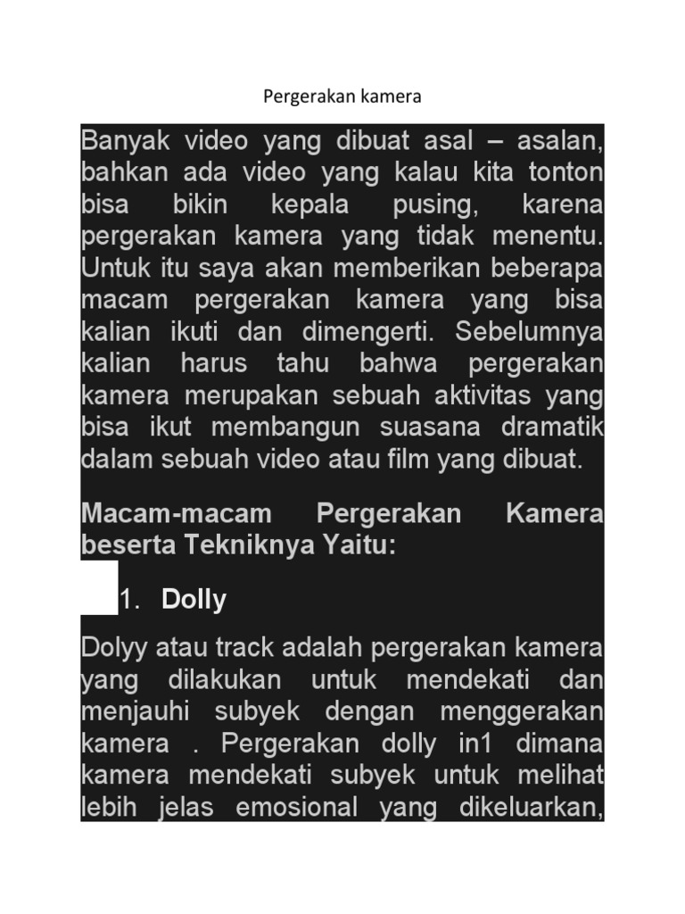 Pergerakan Kamera | PDF
