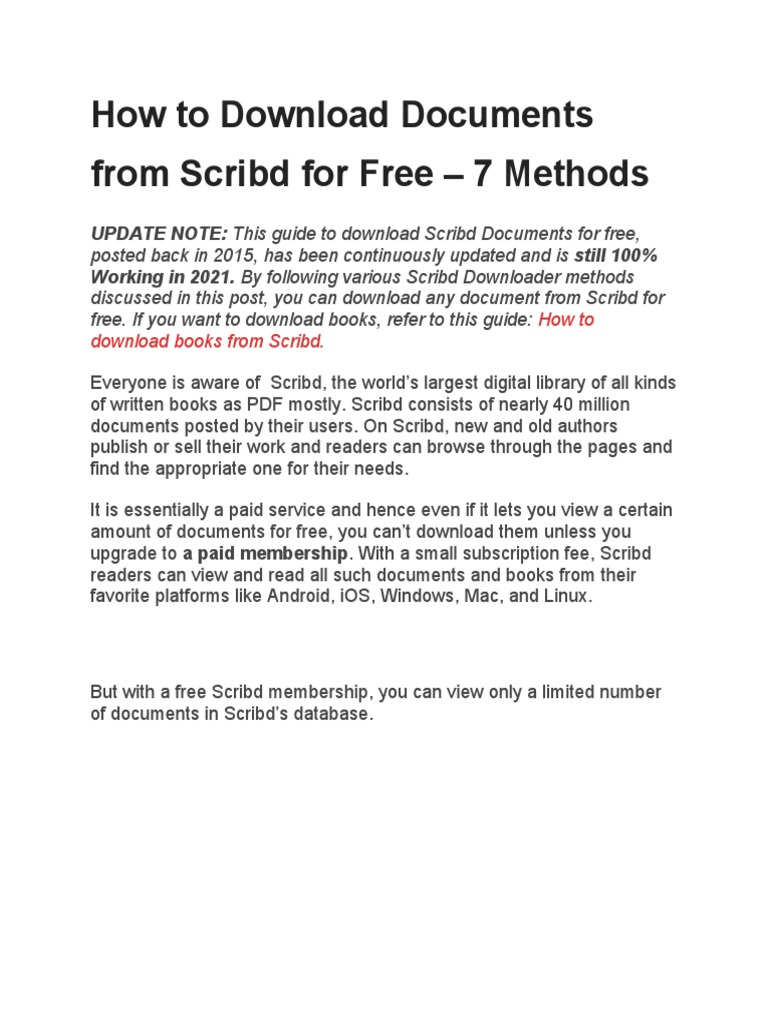 How To Download Documents From Scribd For Free - 7 Methods | PDF