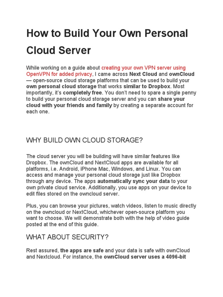 DIY Personal Cloud Storage Guide | PDF
