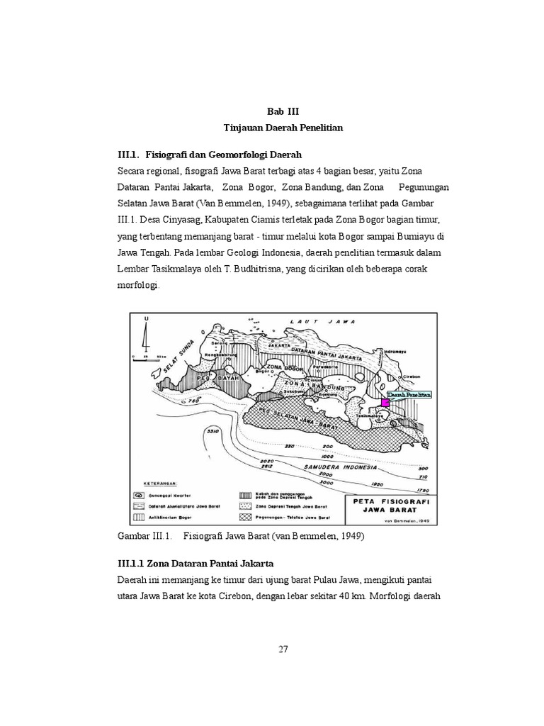 Gambar Iii1 Fisiografi Jawa Barat Van Bemmelen 1949 1 | PDF