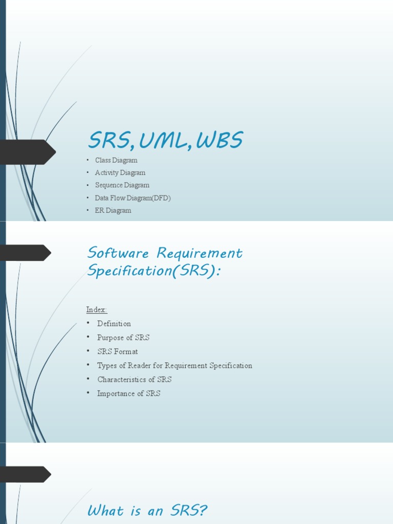SRS, Uml, WBS: Class Diagram Activity Diagram Sequence Diagram Data ...
